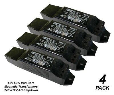 4 x ATCO Iron Core Magnetic Downlight Transformers 240V - 12V 50W AC ...