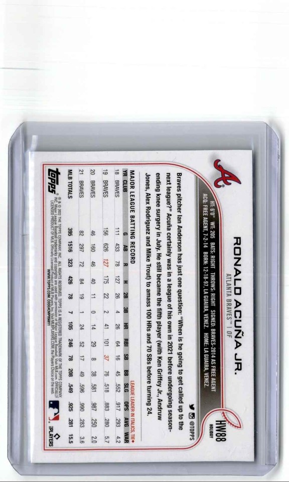 2022 Topps Holiday Metallic Snowflake Ronald Acuña Jr. Atlanta Braves # ...