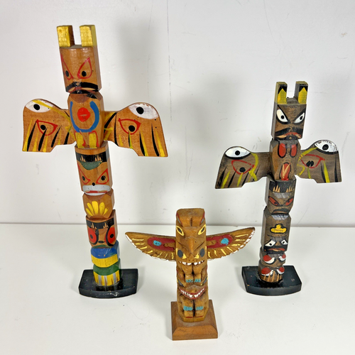 OLD VINTAGE HAND PAINTED NATIVE AMERICAN INSPIRED TOTEMS LOT of 3 | eBay