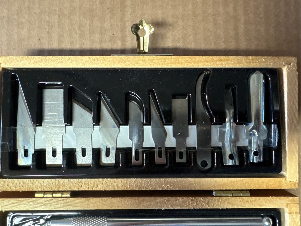 X-Acto Exacto Knife Set With Wood Box Cutting Trimming Set Razor Blade ...