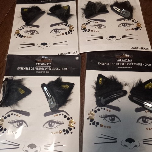 4- Cat Gem Face Kits Furry, Halloween, Cosplay, Gold/ Black Lot | eBay