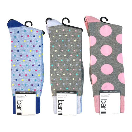 Bar III - Men's 3-Pack Polka Dot Dress Socks - Multicolor - Shoe Size 7 ...