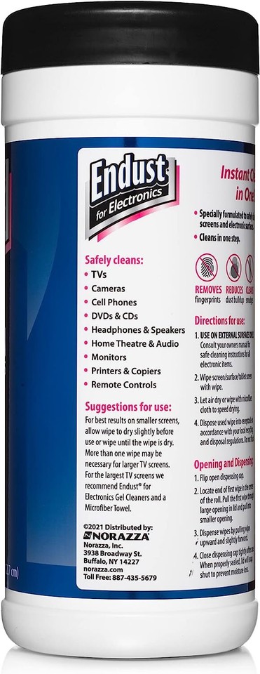 Endust for Electronics; Screen & Surface Cleaning Wipes, Great LCD and ...