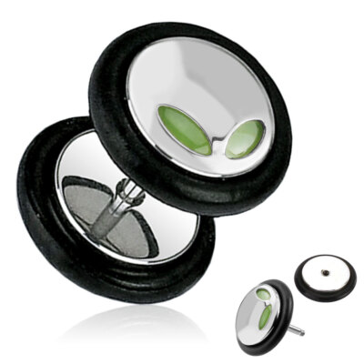 Coolbodyart Chirurgenstahl silber Fake Plug Alien Gesicht (leuchtet im ...