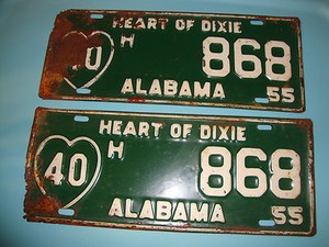 Vintage Original 1955 Alabama License Plate Tags Matching Pair Used ...