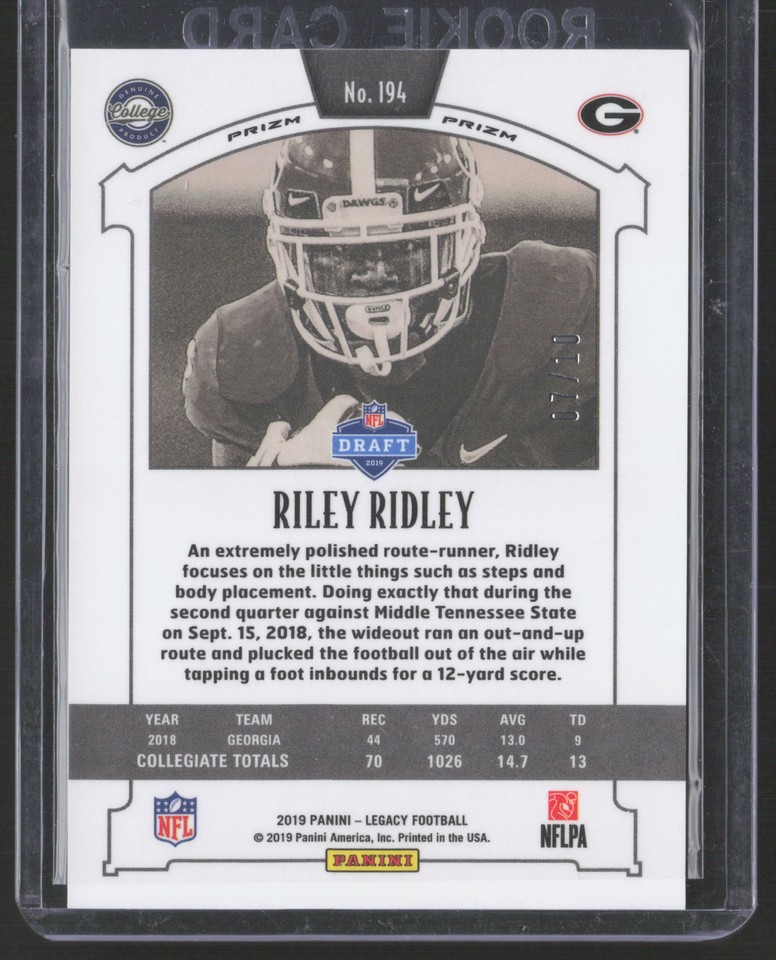 2019 Legacy Riley Ridley Diamond Prizm /10 Rookie Card RC #194 | eBay