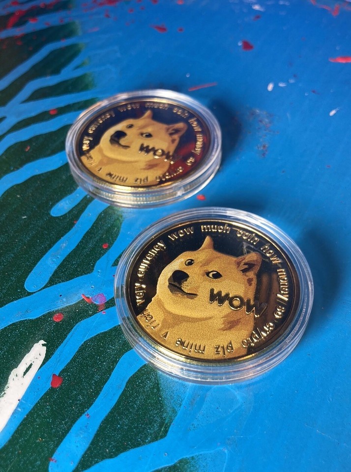 Doge Coin Lot Of 2 Gold Plated Dogecoin Coins | eBay