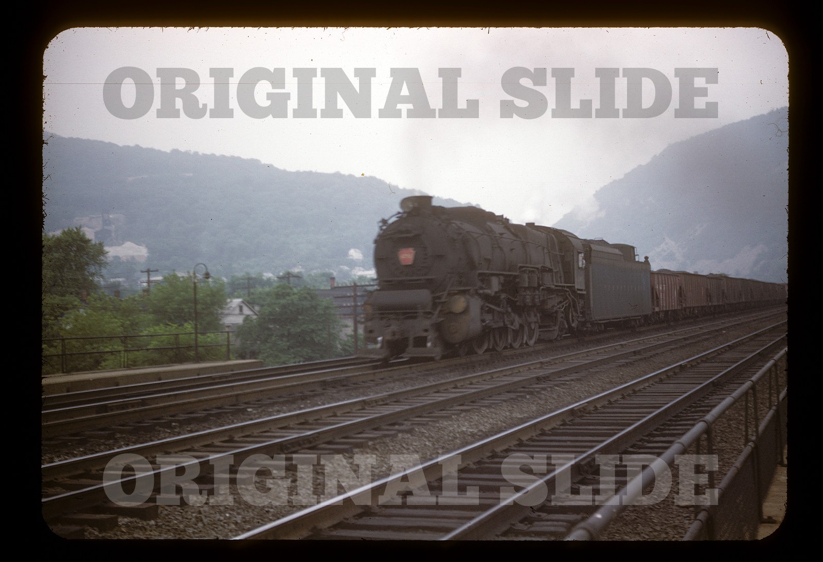 Orig 1952 Slide - Pennsylvania Railroad PRR 4-8-2 Altoona PA Coal Steam ...