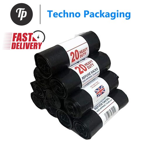 100 HEAVY DUTY STRONG BLACK REFUSE SACKS THICK RUBBISH BAGS BIN LINERS FAST SHIP | eBay UK