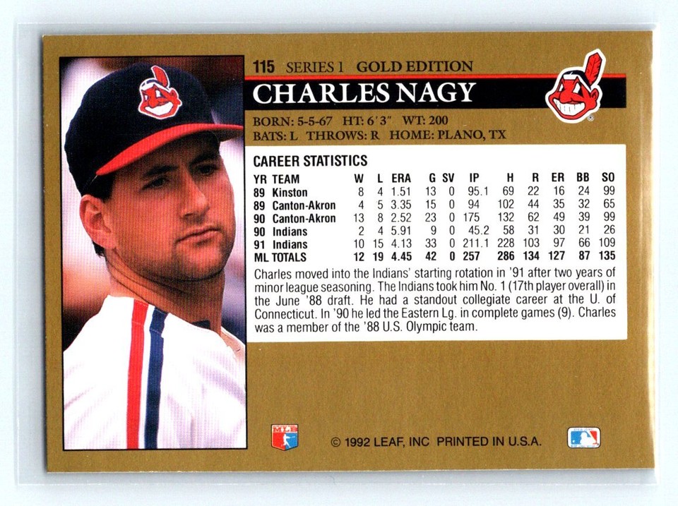 1992 Leaf #115a Charles Nagy | eBay