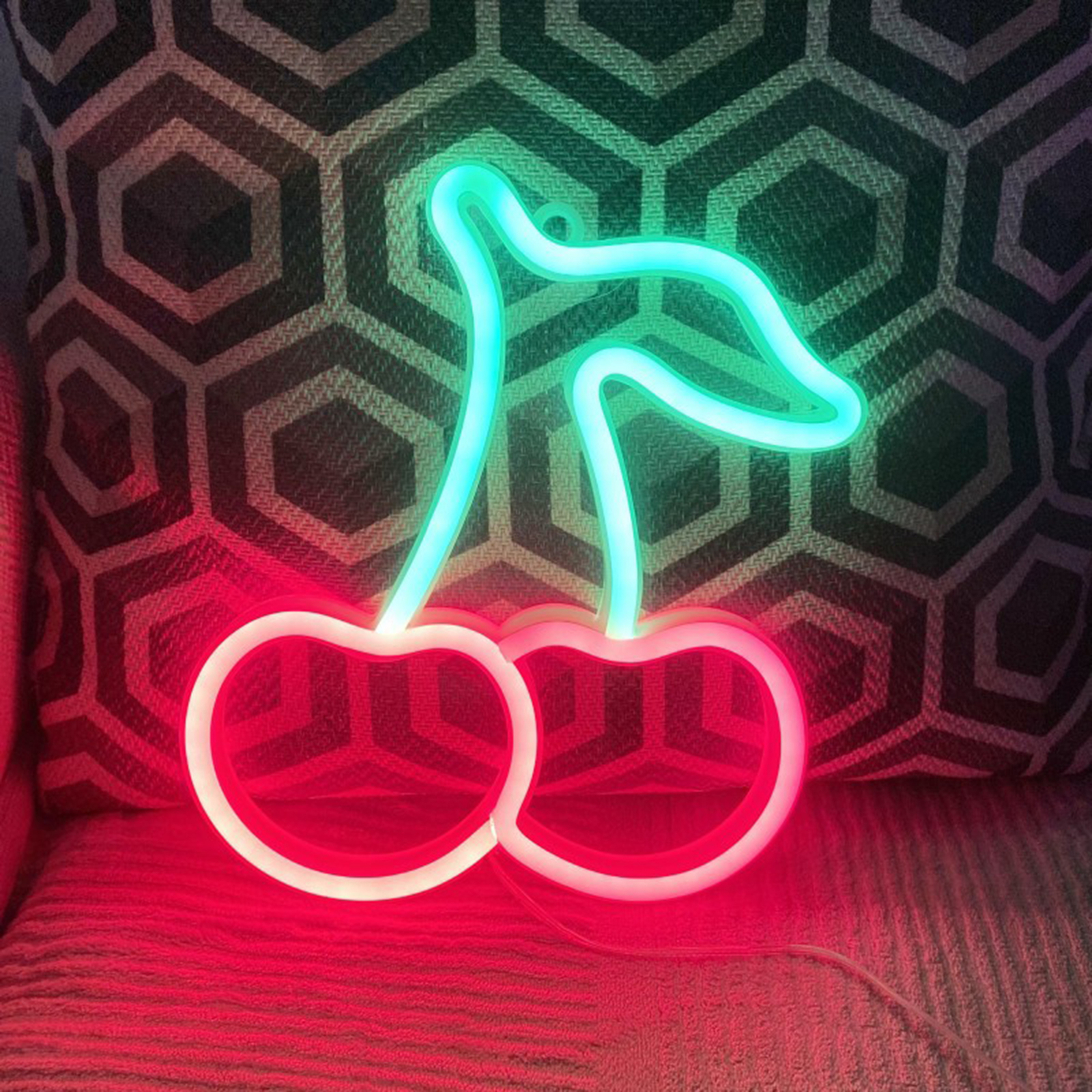 Neon Light Cherry Shape Wall Decor 3d Wall Art Neon Lamp Environmental ...