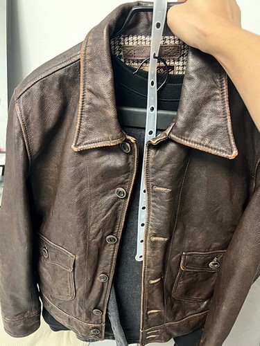 Mens Vintage Style American Casual Washed Distressed Tea-core Cowhide ...