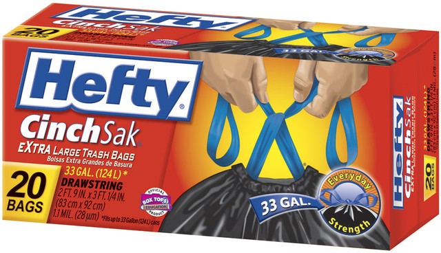 Hefty E86725 33 Gallon Cinch SAK Large Trash Bags 20 Count N/a for sale ...