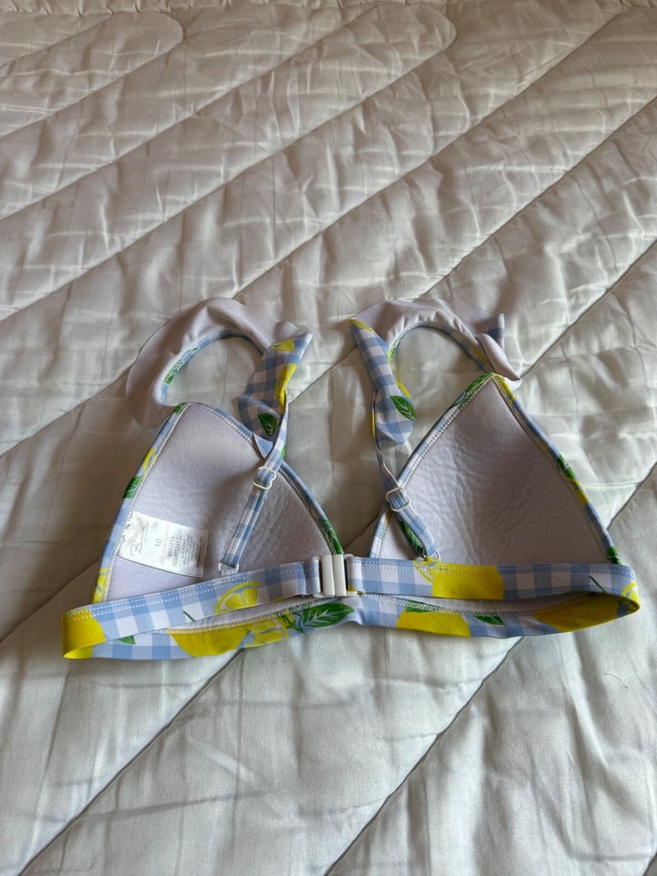 Cute Yellow Bikini Lemon Print Ruffle Bottoms Size 10 Y2K Swimsuit ...