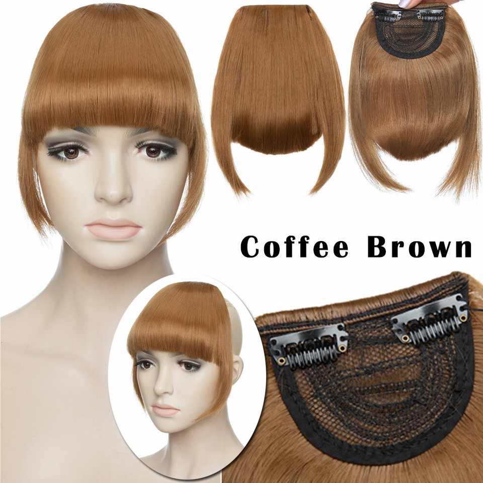 Straight Front Bangs Fringe Piece Clip In Hair Extensions Remy style ...