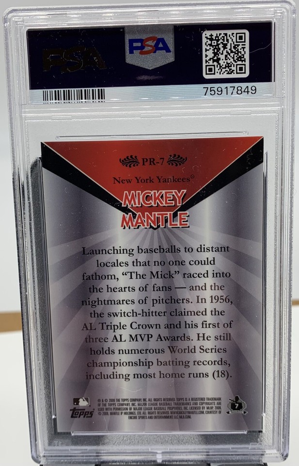 2009 Topps Wal-Mart Chrome Mickey Mantle Refractor Platinum PR-7 PSA 10 ...
