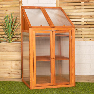 Wooden Mini Greenhouse Cold Frame - Small Greenhouse H120 x W69 x D49cm ...