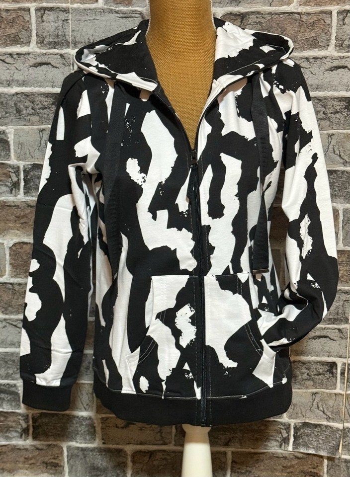 Neu Witt Weiden Sweatshirtjacke, schwarz-weiß mit abstrakter Musterung ...