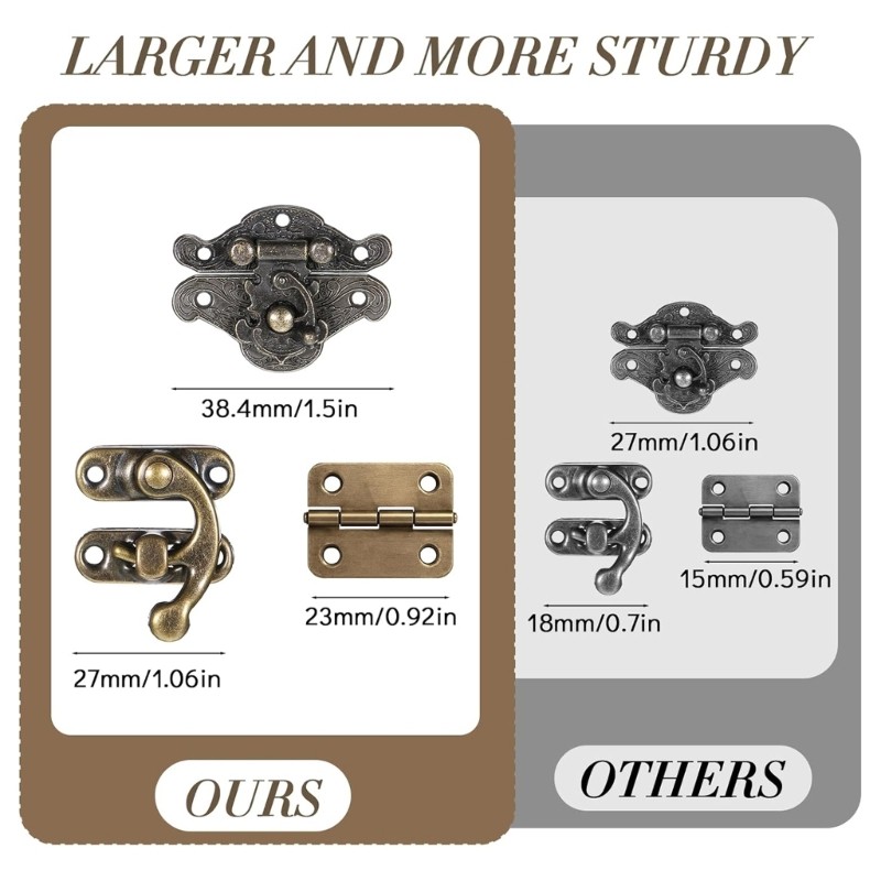 Antique Bronze Lock Hinge Set with Screws for Wooden Jewelry Box ...