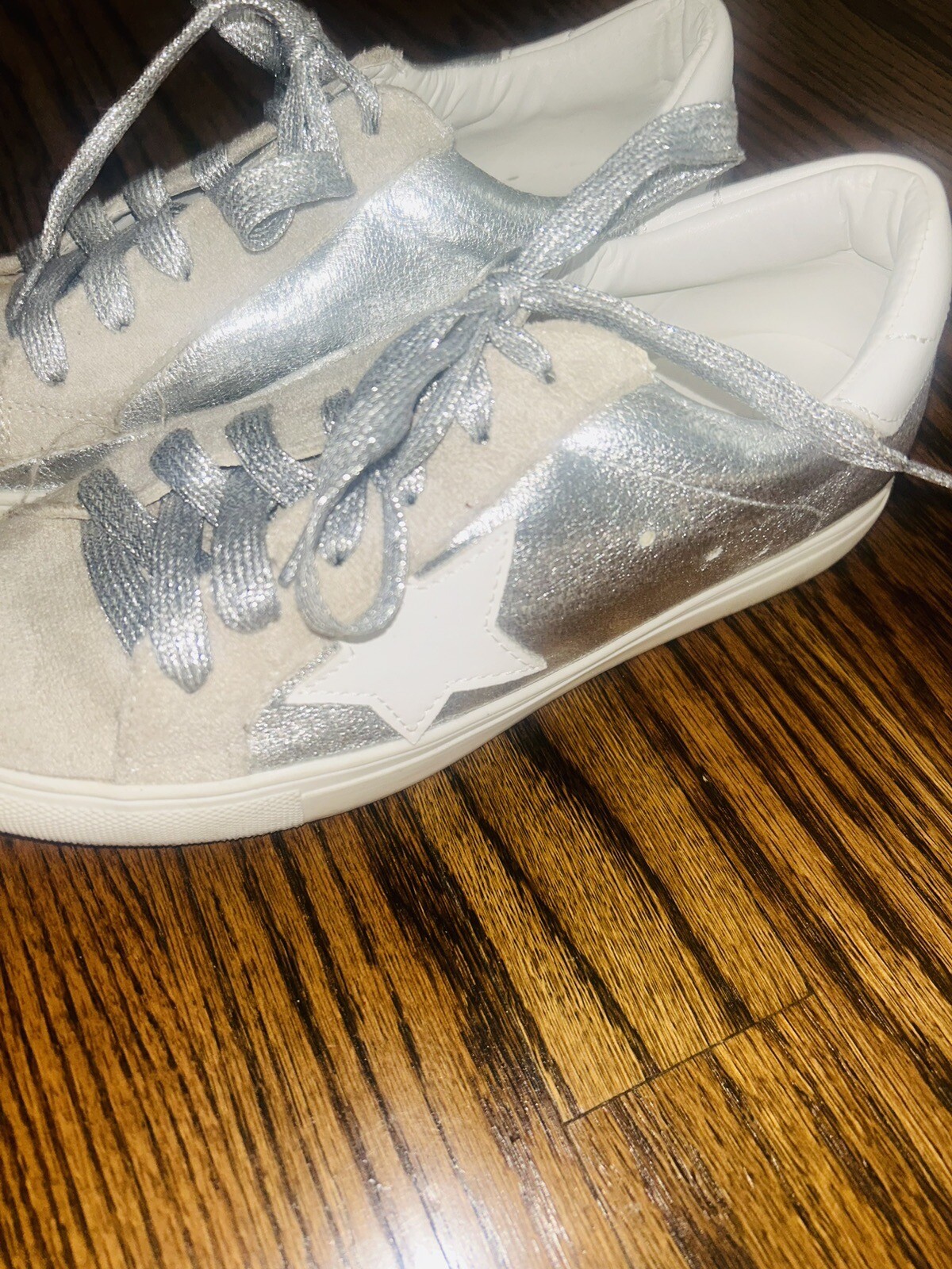 Nature Breeze White Metallic Silver Star Sneakers Sho… - Gem