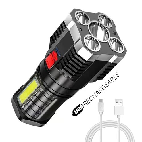 TetraBeam Rechargeable Tactical Flashlight with Advanced COB LED Tech ...