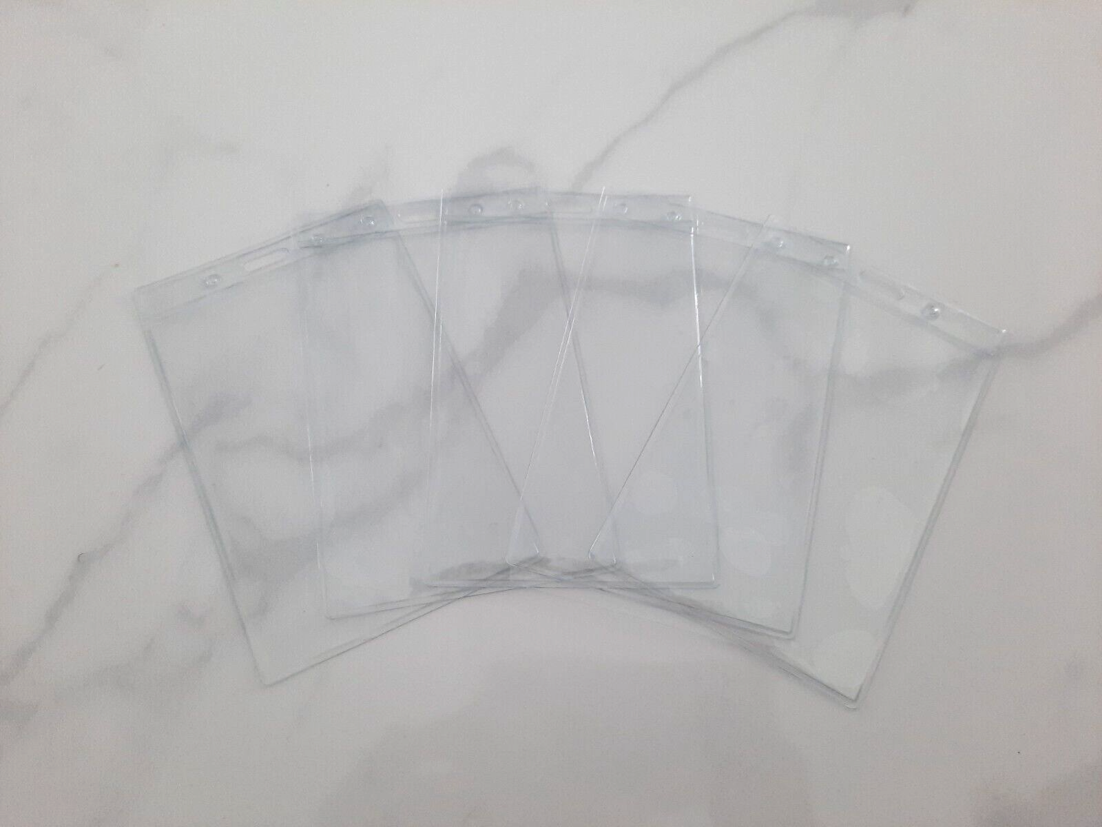 Set of 5 Vertical Clear Plastic Vinyl ID Card Badge Holder Waterproof 3 ...