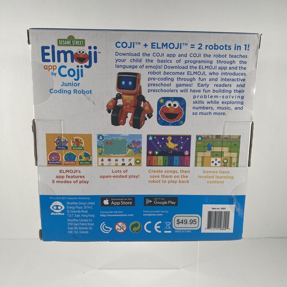 WowWee Sesame Street Elmoji Coji Junior Coding Robot Toy Red Bluetooth ...