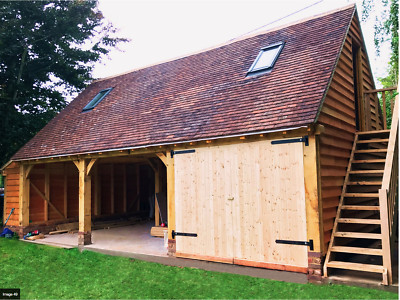 3 Bay Garage with Useable Roof Space - Full Oak Frame Kit | eBay