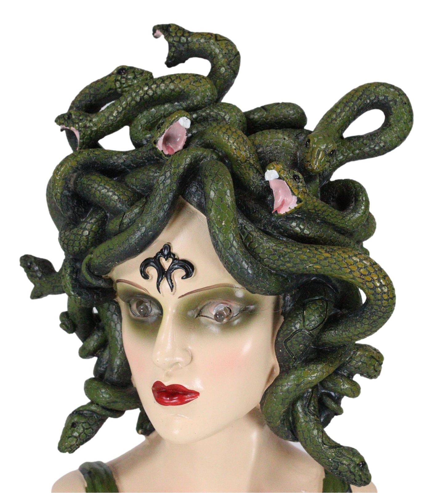 Greek Gorgon Sisters Goddess Medusa With Wild Snake Hair And LED Red ...