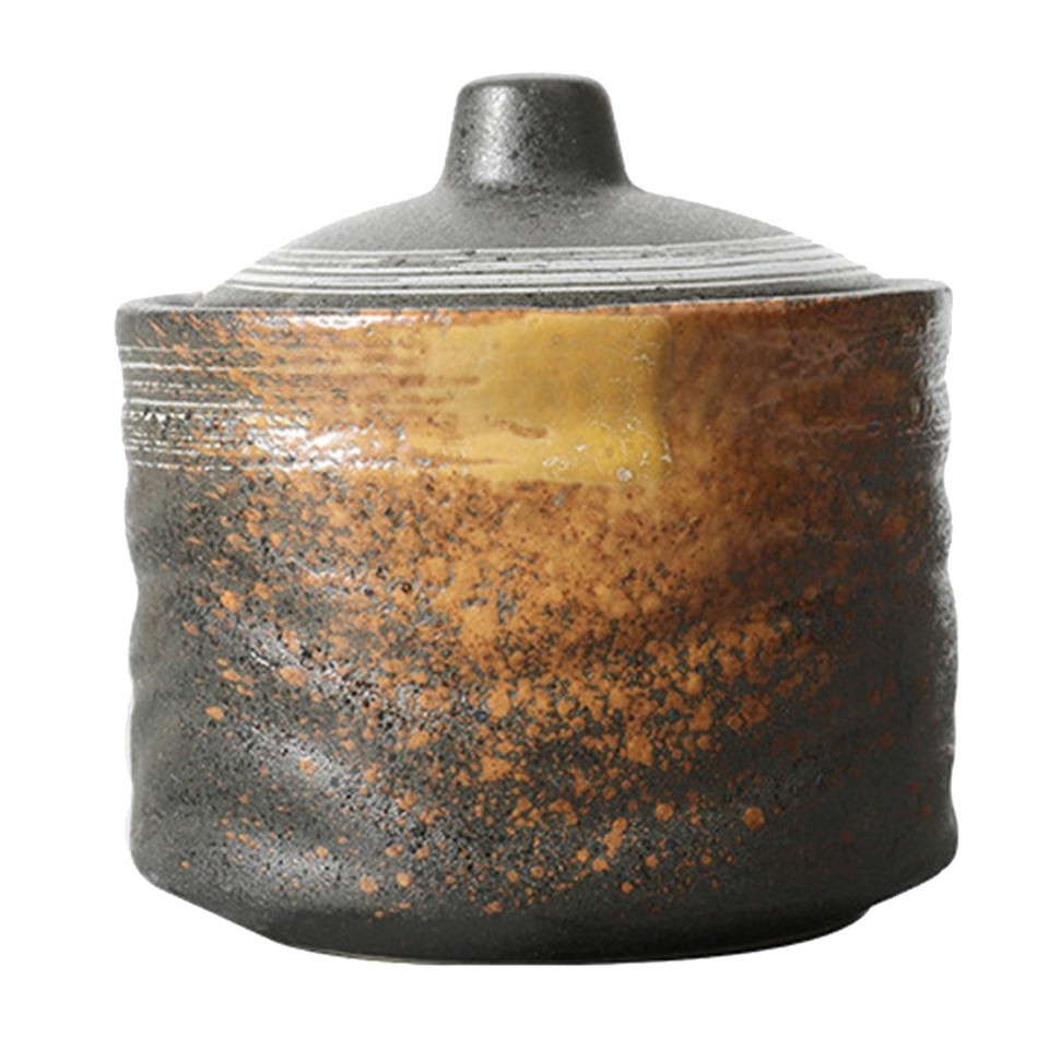 Sugar Canister Salt Bowl Ceramic Seasoning Jar Kitchen Pot with Lid ...