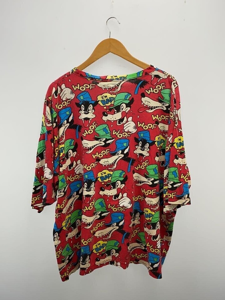 Disney VINTAGE 90s Big Bad Wolf T-shirt Cotton RED All over pattern | eBay