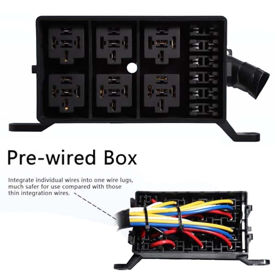 Relay Box 6 Way Fuse Box 12 AWG Prewired Waterproof 6 Slot ATC ATO Fuse ...
