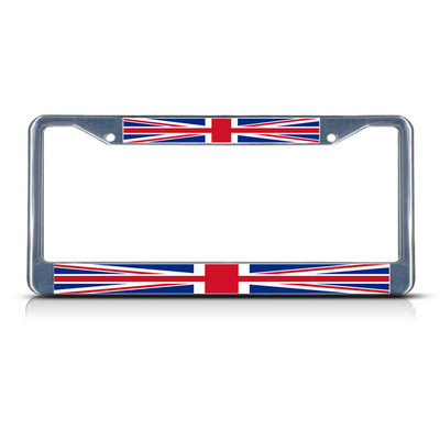 BRITISH FLAG UNITED KINGDOM Chrome Heavy Duty Metal License Plate Frame ...