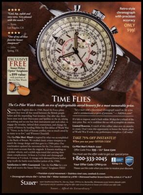 Stauer Co-pilot Men's watch PRINT AD 2019 Time Flies | eBay