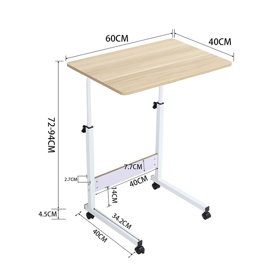 Adjustable Height Over Bed Table with Wheels Hospital Bed Aid Chair ...