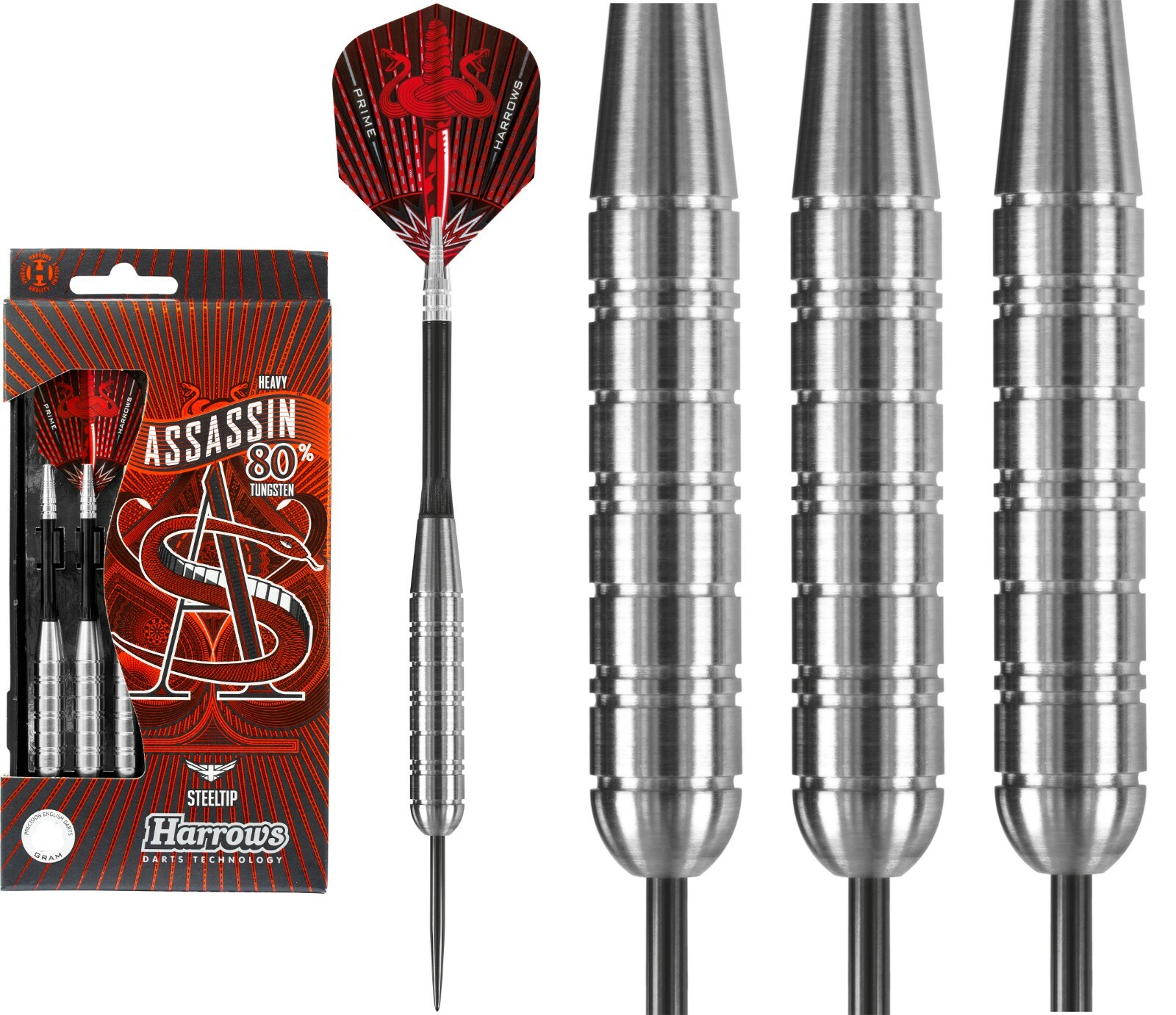 Harrows Assassin Darts - Steel Tip 80% Tungsten - Heavy Weight - 27g to ...