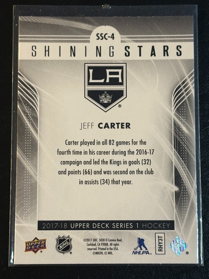 Jeff Carter 2017-18 Upper Deck Shining Stars Red Insert #SSC-4 Los ...