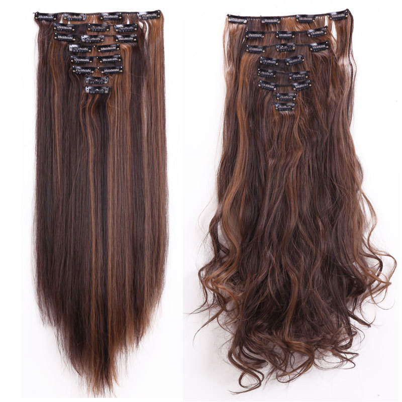 24INCH LONG THICK 100% Real Full Head 8-Pieces Clip in Hair Extensions ...
