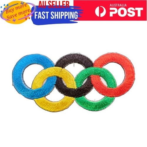 Olympic Rings Logo Iron on Patch World Sport Games Symbol 6×2.8×0.1cm(0 ...
