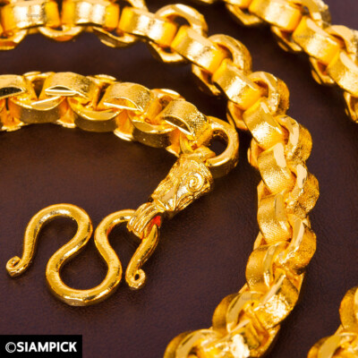 Heavy ROLO Chain Necklace Thai Gold Jewelry Baht Chain 24k Amulet ...