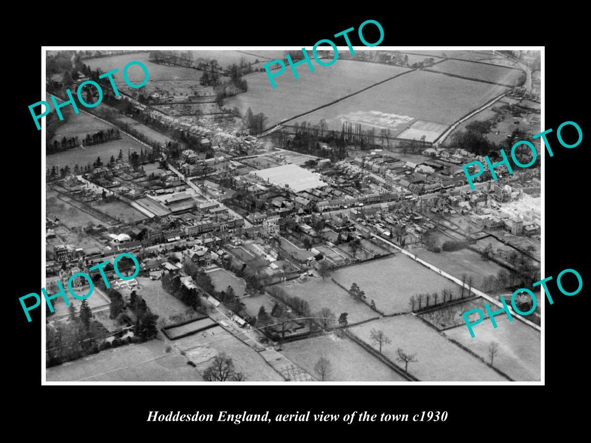 OLD 8x6 HISTORIC PHOTO OF HODDESDON ENGLAND AERIAL VIEW OF THE ...