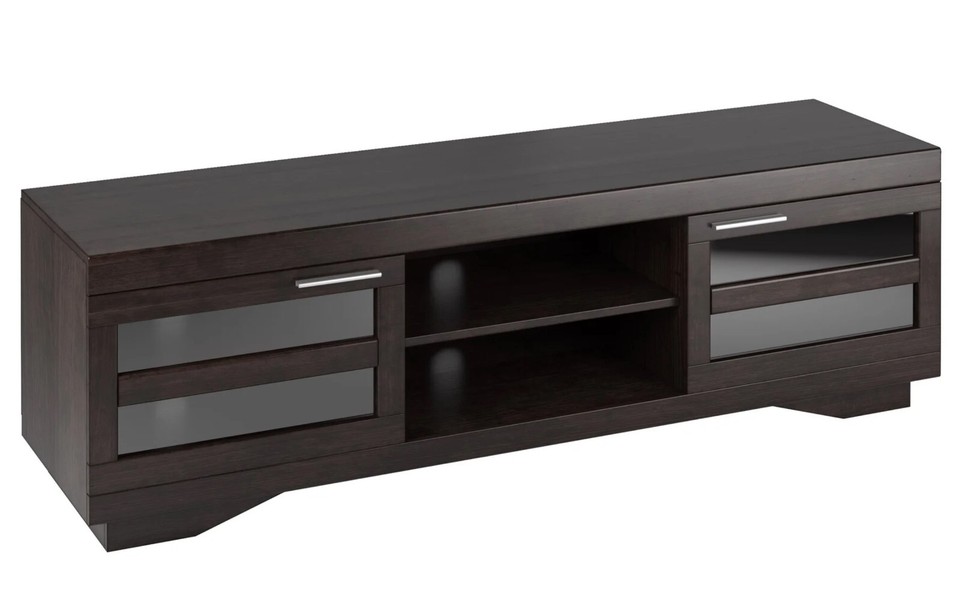 NEW Wide Wooden TV Bench Stand Entertainment Center Espresso Dark Brown ...