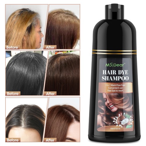 Permanent Hair Dye 500ML Instant Fast Hair Dye Color Shampoo Herbal ...