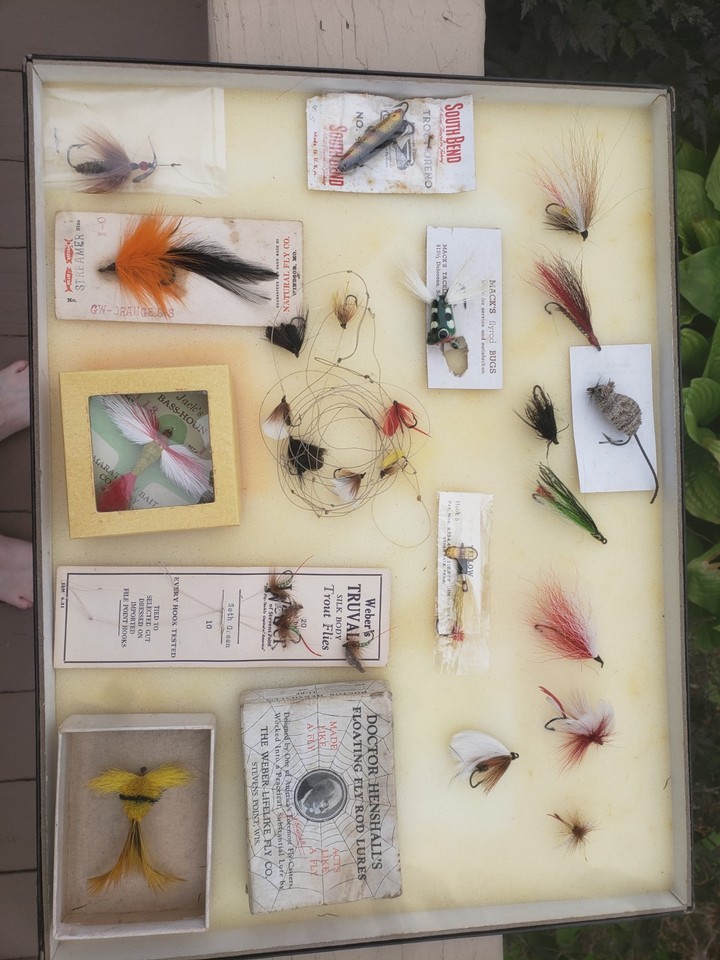 Vintage Antique Weber South Bend Flyrod Fly Fishing Lure Collection Lot ...