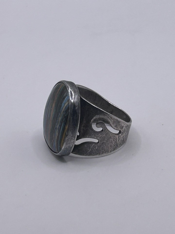 DTR Jay King Sterling 925 Silver Rainbow Calsilica Ring Size 9 | eBay