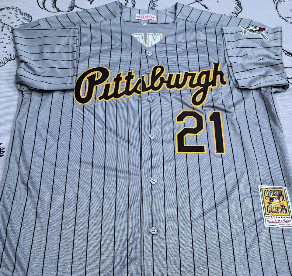 VINTAGE Size L Roberto Clemente #21 Pirates Throwback Gray Stitched ...