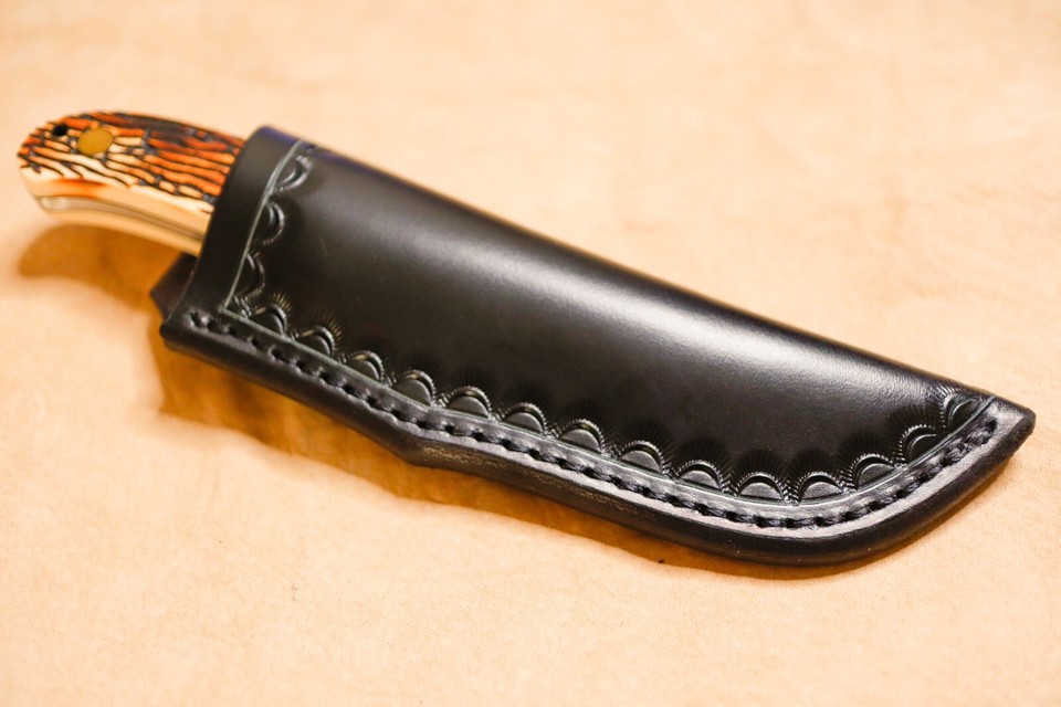 Custom Black Leather Sheath for Schrade Pro Hunter 1 PH1 (right hand ...