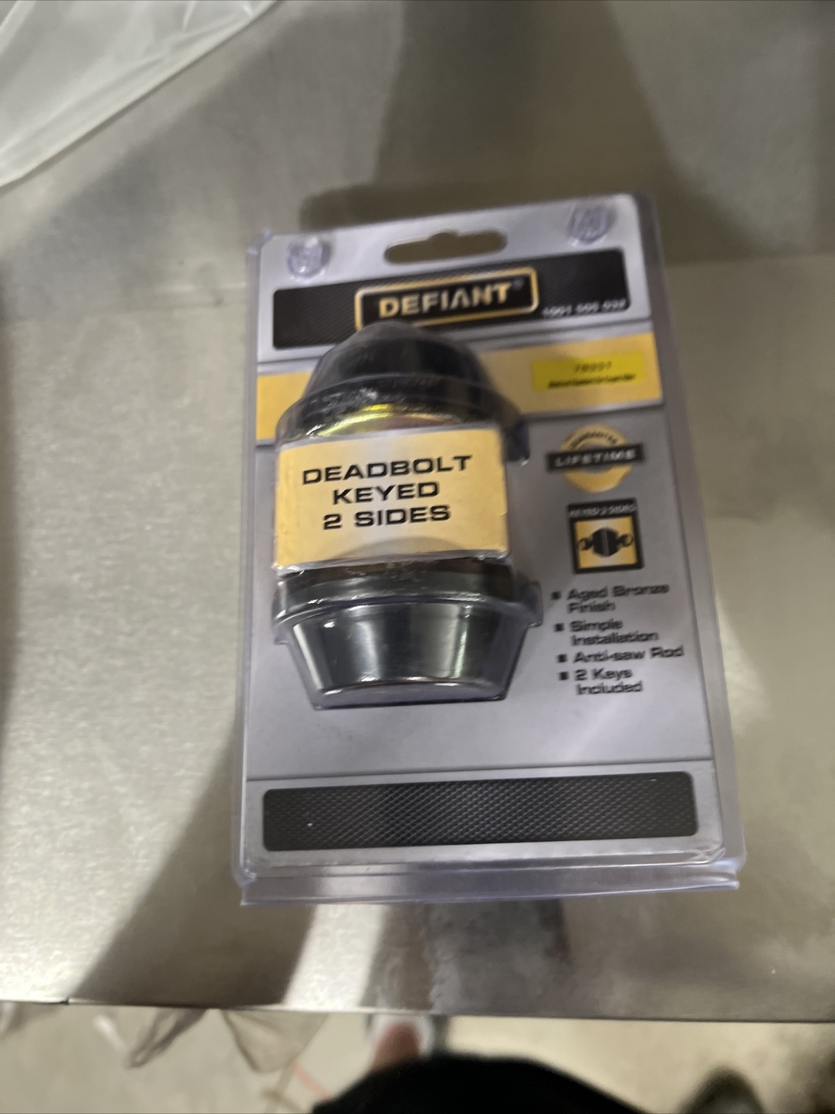 DEFIANT DEADBOLT - Keyed 2 Sides - Double Cylinder - Aged Bronze - 1001 ...