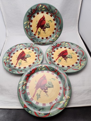 Winter Greetings by Lenox Cardinal Set of 4 Dinner Plates Christmas ...