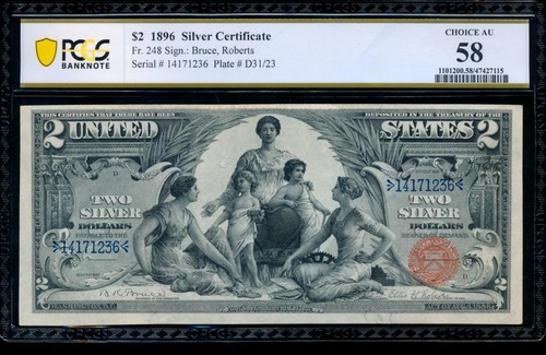 AC Fr 248 1896 $2 Silver Cert EDUCATIONAL PCGS 58 | eBay